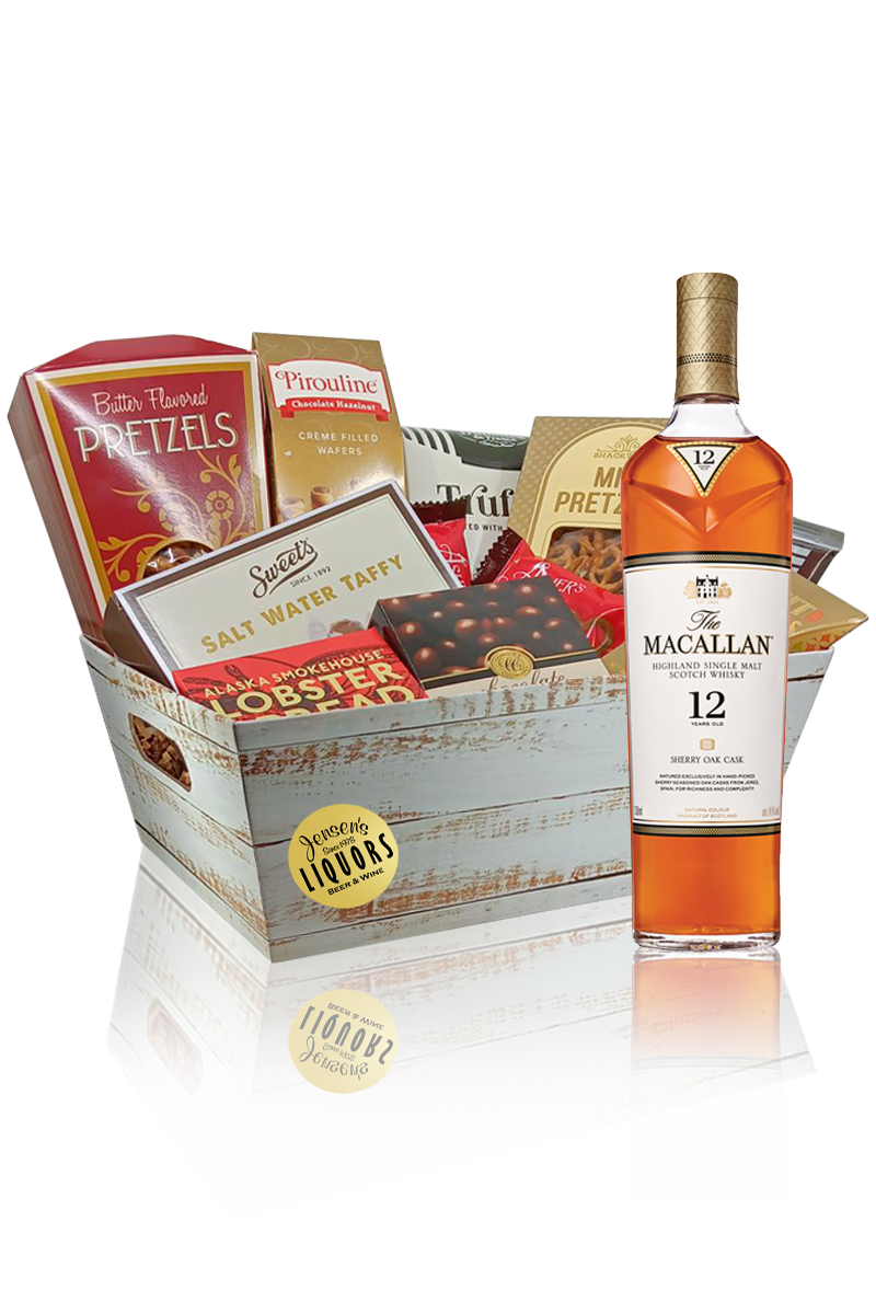 Single Malt Gift Basket Macallan 12 Years Sherry Oak – Jensens Liquors